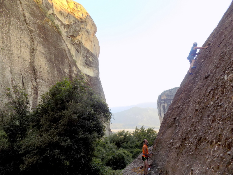 Rock climbing. Meteora Towers. - Olympos Trek