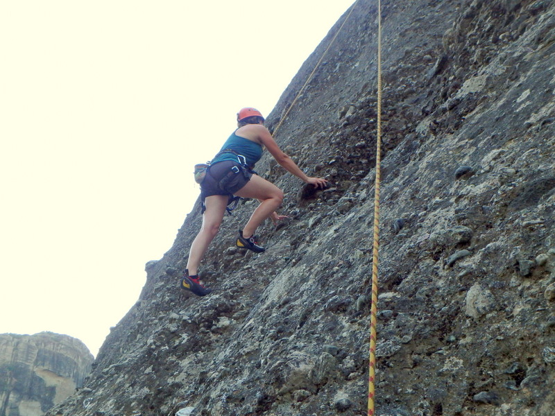 Rock climbing. Meteora Towers. - Olympos Trek